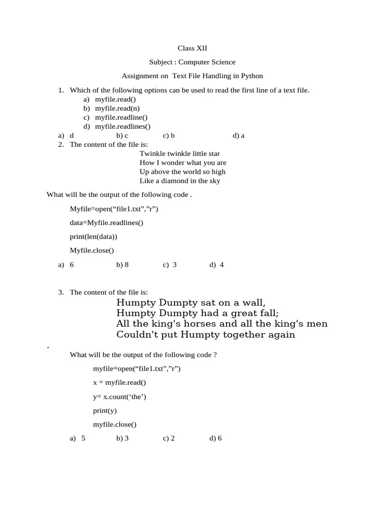 File Handling Assignment | PDF | Text File | Computing