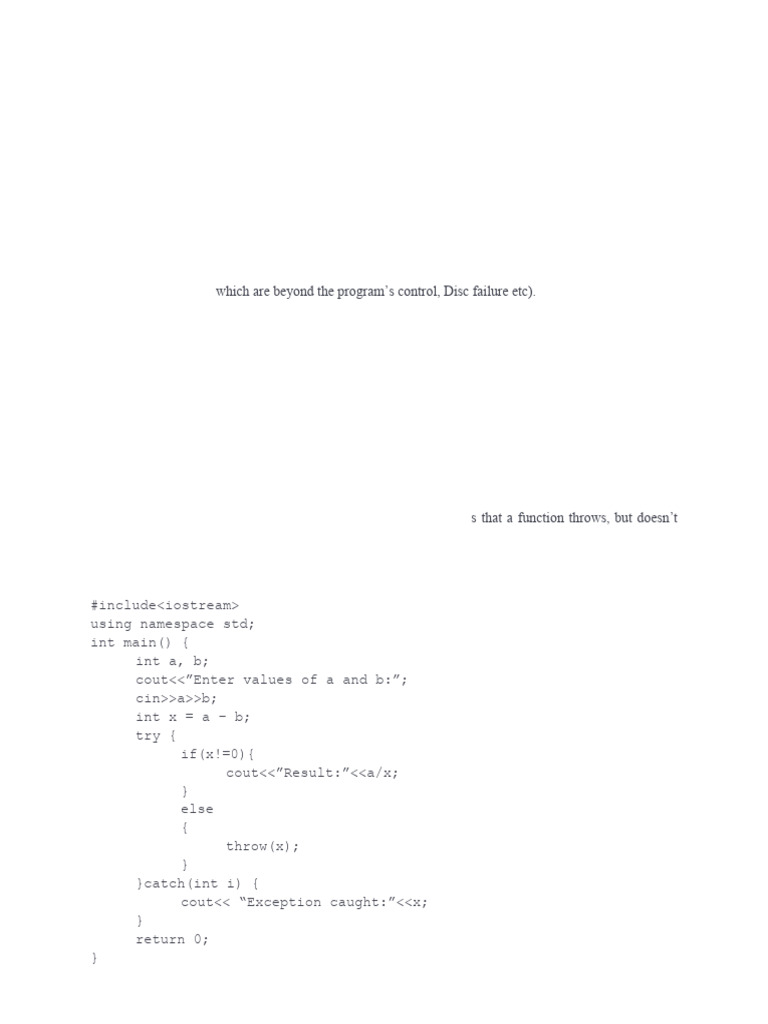 Exception Handling in C++ | PDF | C++ | Namespace