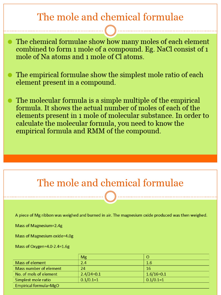 Understanding Moles and Chemical Formulae | PDF