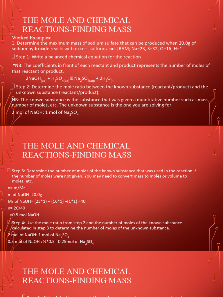 The Mole and Chemical Reactions-Finding Mass | PDF | Mole (Unit ...