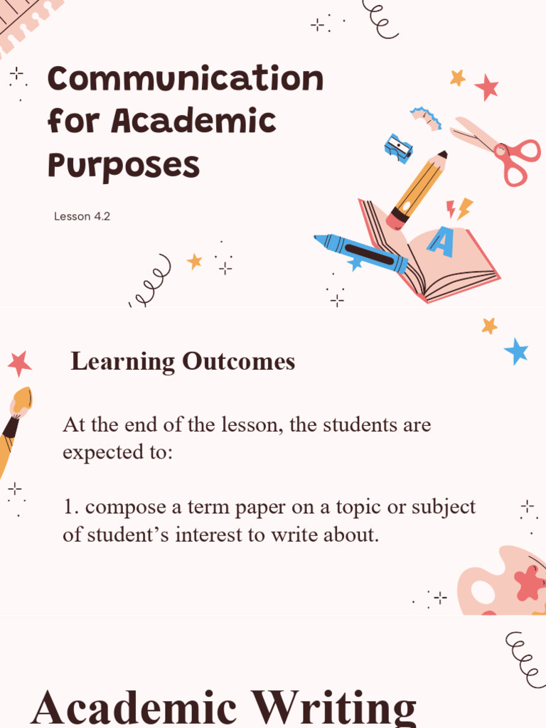 Lesson 4.2 Communication For Academic Purposes | PDF | Thesis | Essays