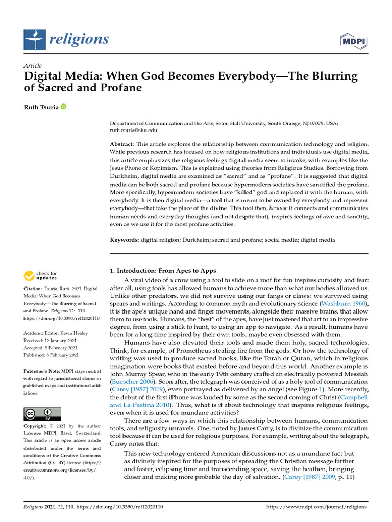 Digital Media's Sacred and Profane Nature | PDF | Society | Theory