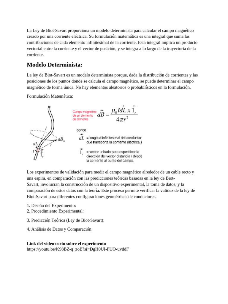 Ley de Biot-Savart: Experimentos y Validación | PDF | Corriente ...