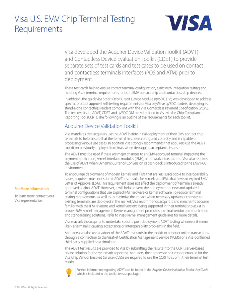 Visa Us Emv Chip Terminal Testing Requirement v2 | PDF | Emv | Visa Inc.