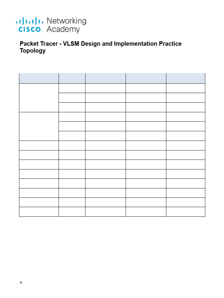 11.9.3 Packet Tracer - VLSM Design and Implementation Practice | PDF ...