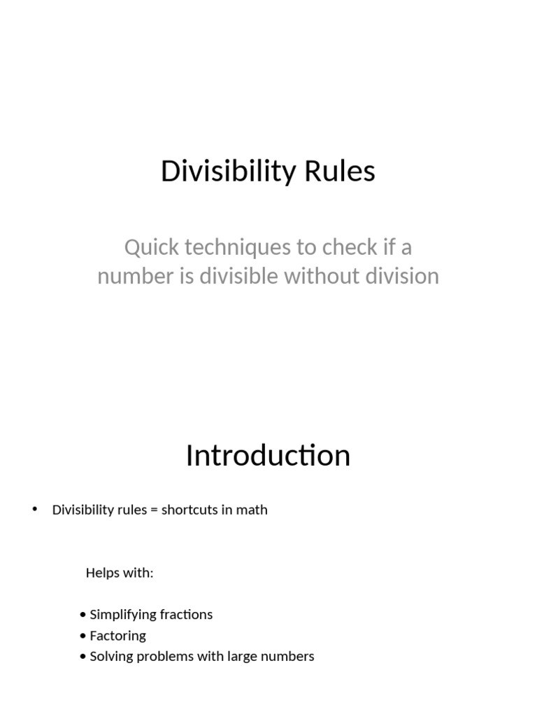 Divisibility Rules Presentation | PDF