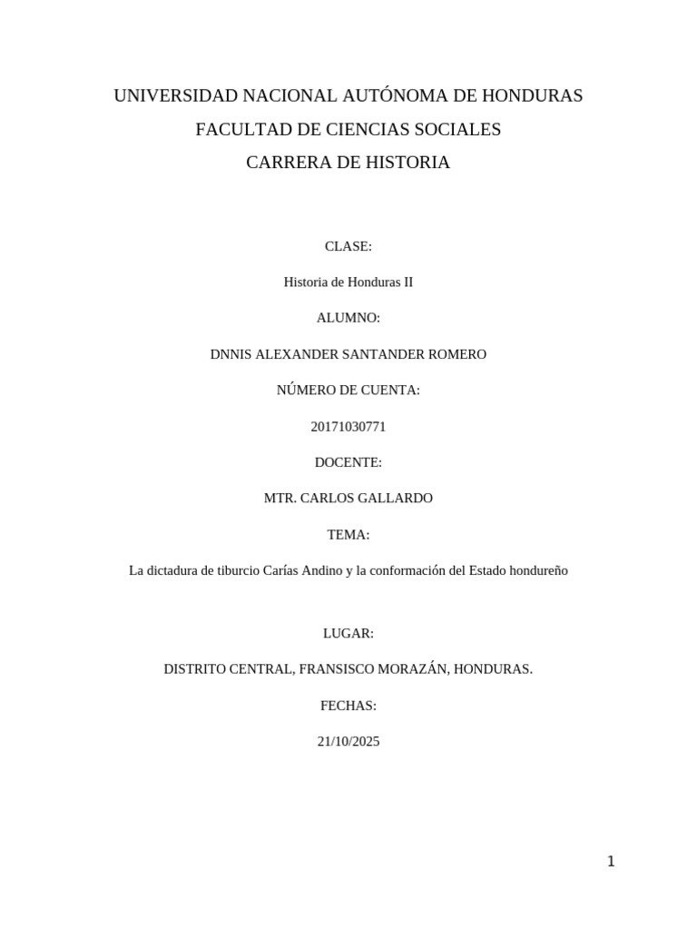 Dictadura de Carías y Estado Hondureño | PDF | Honduras | Dictadura