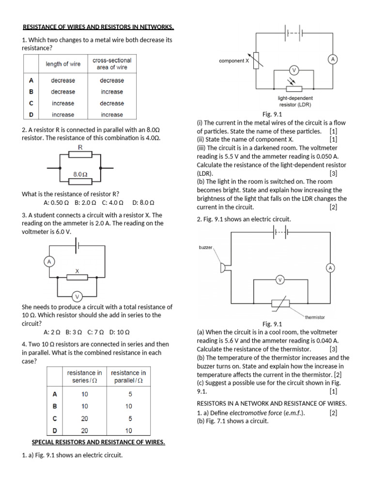 Resistance of Wires and Resistors in Networks | PDF | Resistor | Series ...