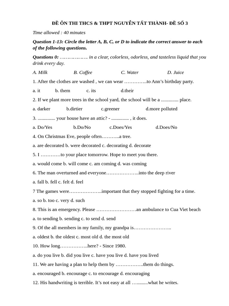 ENG 6 - Nguyen Tat Thanh de 3 | PDF | Nobel Prize