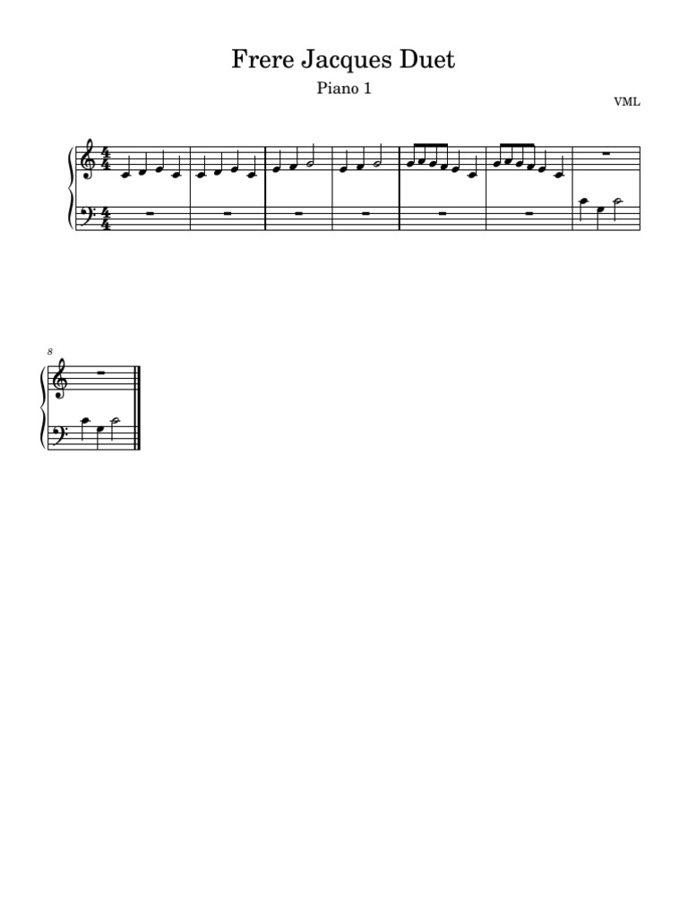 Frere Jacques Piano 1 Sarah's Concert | PDF