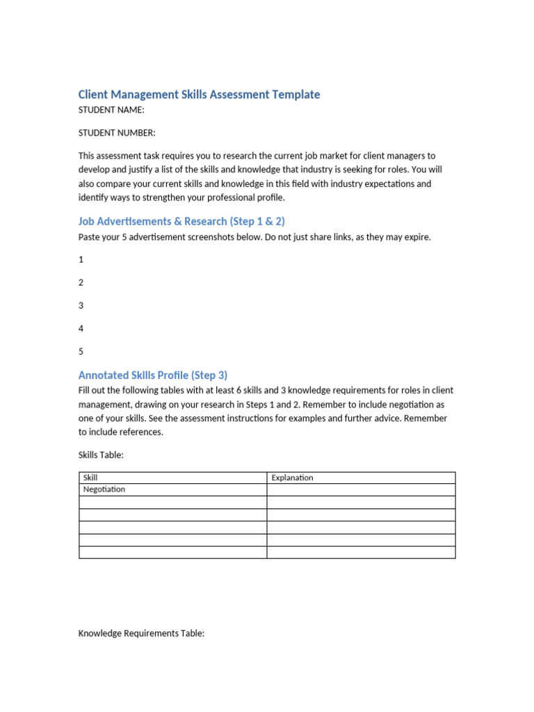 Skill Assessment Template-1 | PDF