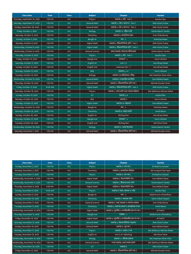 SSC 2026 - FRB - Routine - Student Copy - Routine | PDF