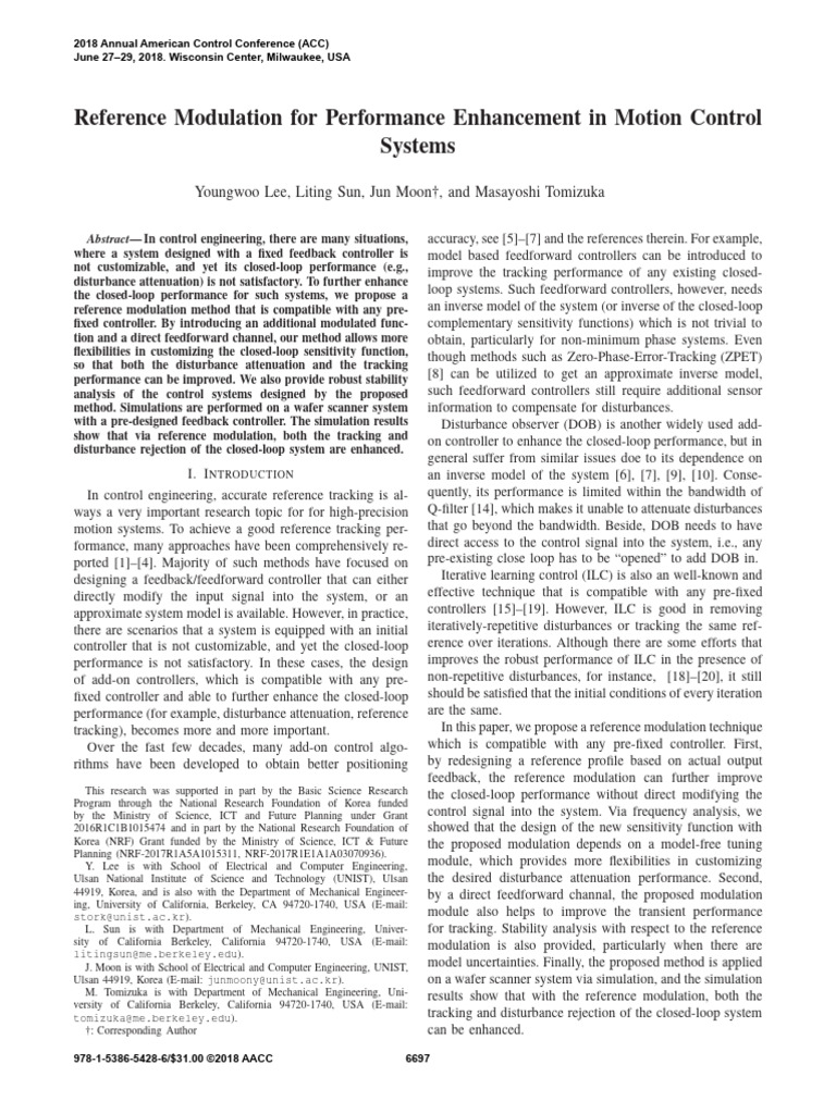 2018 Reference Modulation For Performance Enhancement in Motion Control ...