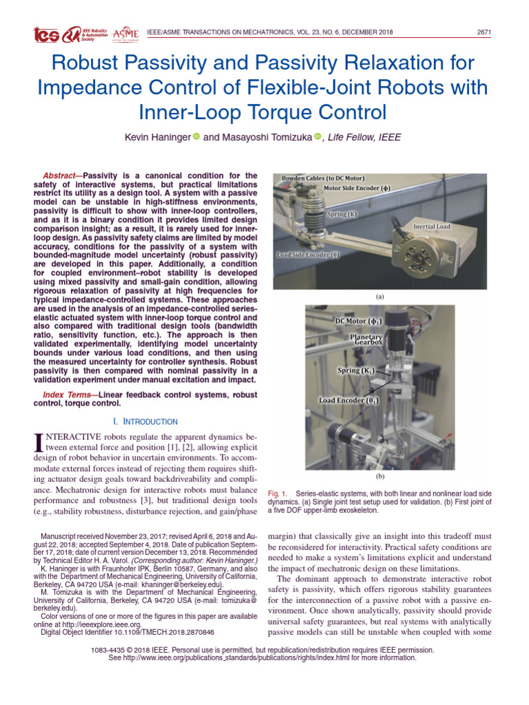 2018 Robust Passivity and Passivity Relaxation For Impedance Control of ...