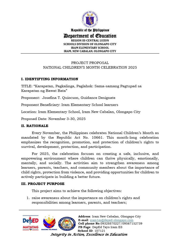 National Children's Month 2025 Proposal | PDF | Social Institutions