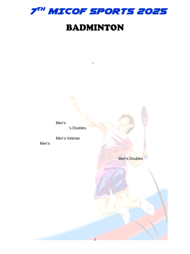 Badminton Tournament Details 2025 | PDF