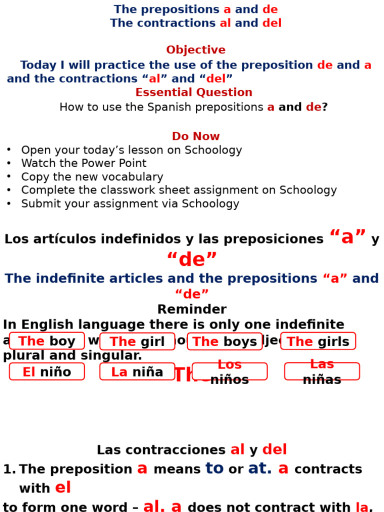 The Prepositions in Spanish | PDF