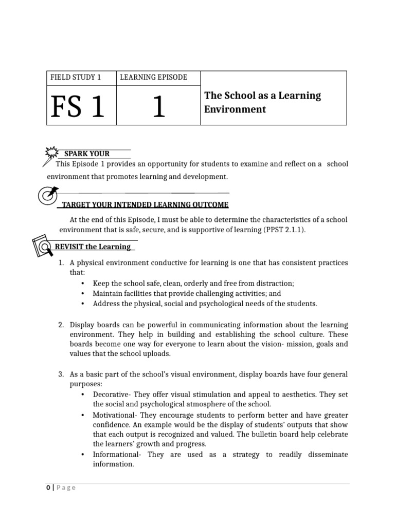 Final Na This Fs1 Episode 1 4 Only Bores Fs1 | PDF | Classroom | Learning