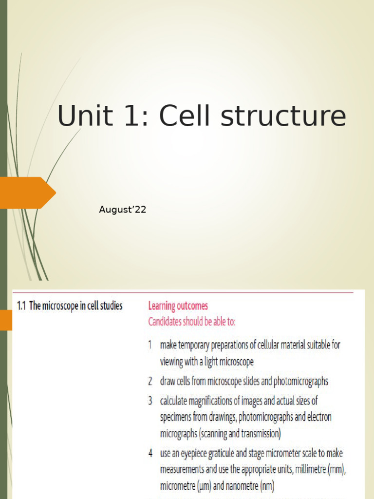 1.1 cell structure | PDF | Microscope | Cell (Biology)