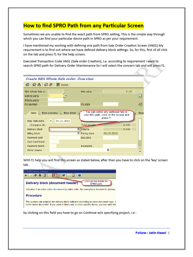How to Find SPRO Path From Any Particular Screen | PDF