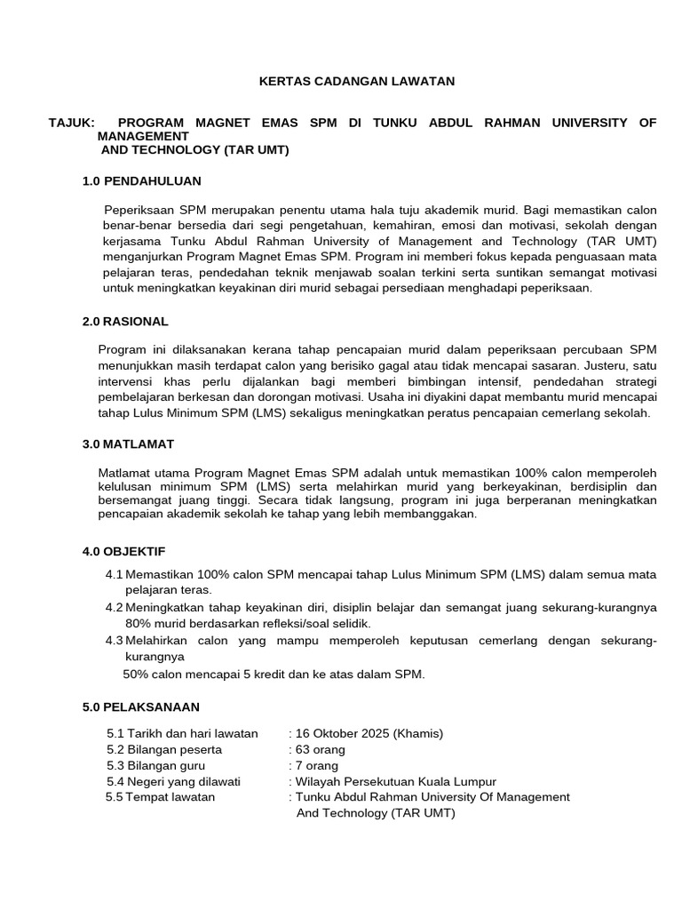 2025 Paperwork Lawatan Magnet Emas | PDF