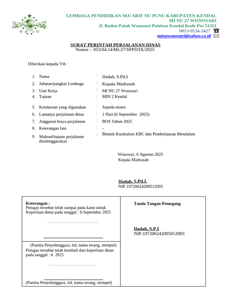 Contoh SPPD | PDF