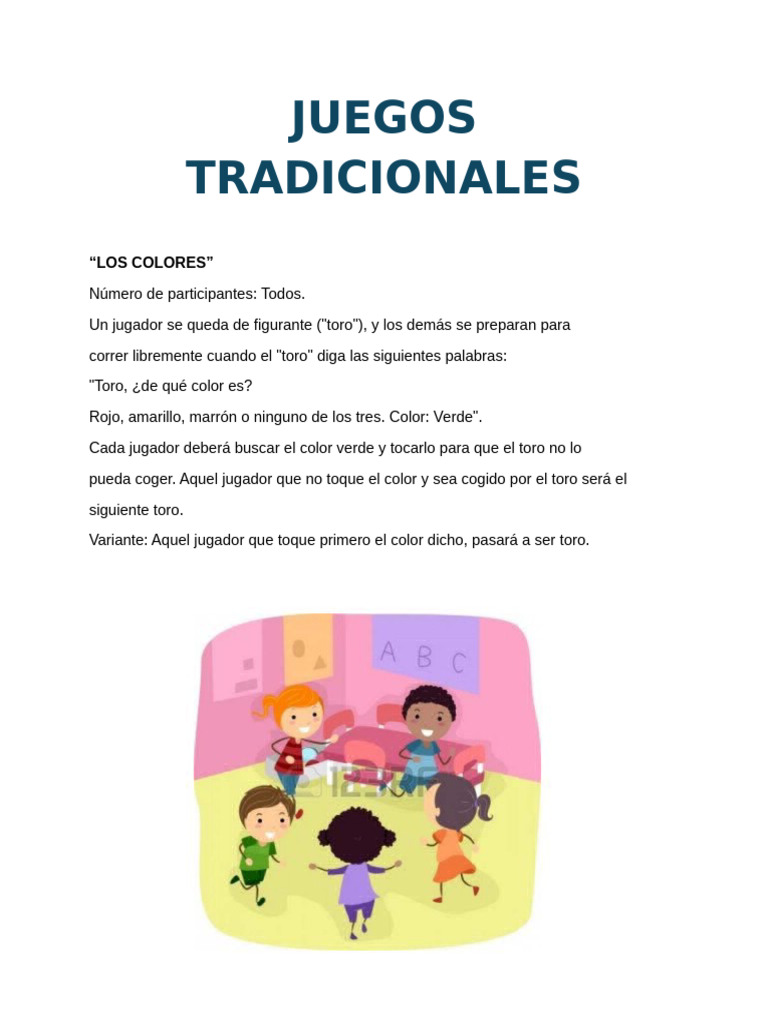 Juegos Tradicionales: "Los Colores" y "El Pañuelo" | PDF