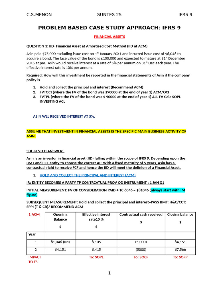 PBCS Approach-Ifrs 9 Part I | PDF