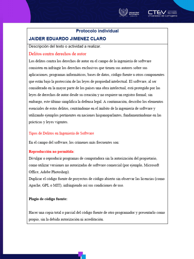 Protocolo Individual#4 de Legislacion Informatica | PDF | Propiedad ...