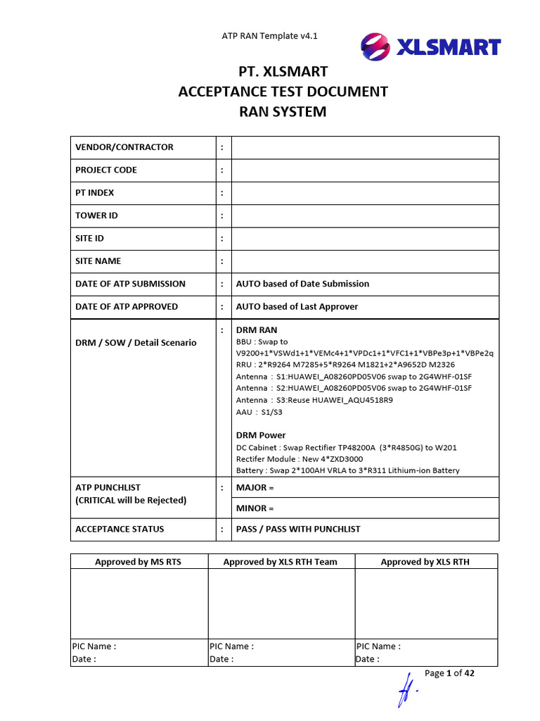 RAN System Acceptance Test Template | PDF | Rectifier | Electricity