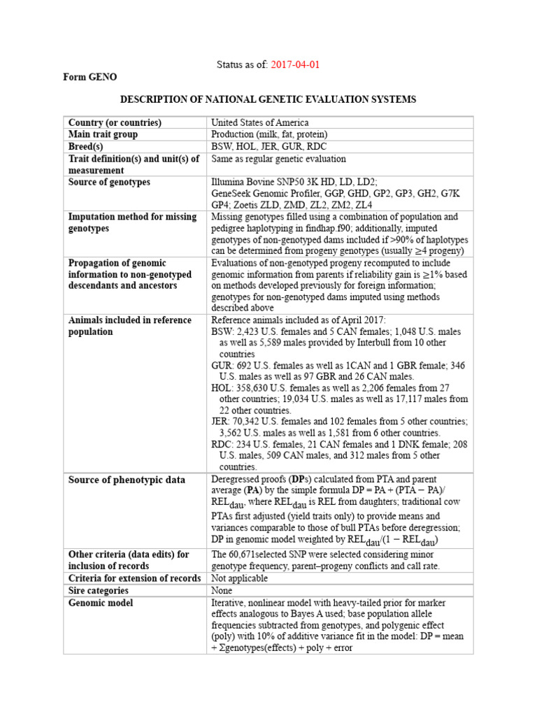 Form GENO Production 1704 | PDF | Genetics