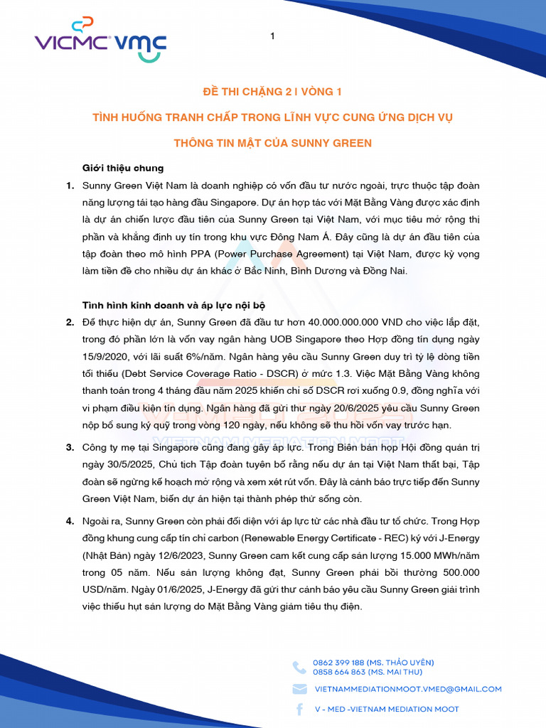 V-MED2025_Vong 1_Thong Tin Mat - Sunny Green | PDF
