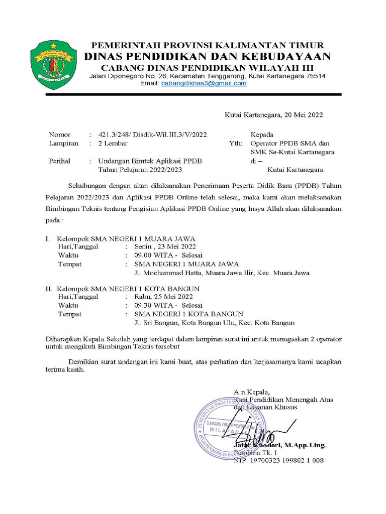Revisi Undangan PPDB | PDF