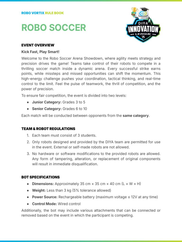 Robo Soccer Tournament Rule Book | PDF | Referee | Area