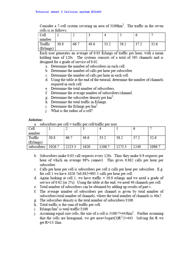 TutorialSheet_3 | PDF | Telecommunications