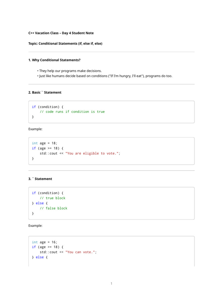 CPP Day4 Conditionals | PDF | Mathematical Logic | Programming Paradigms