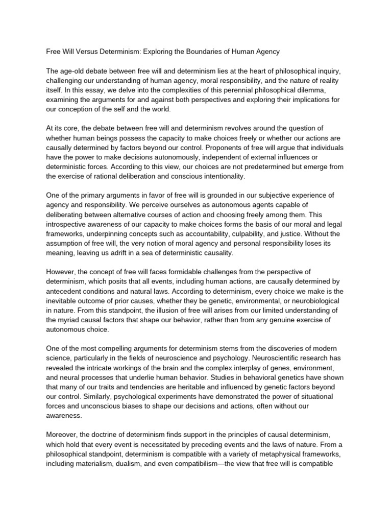 Free Will vs Determinism Explained | PDF | Free Will | Determinism