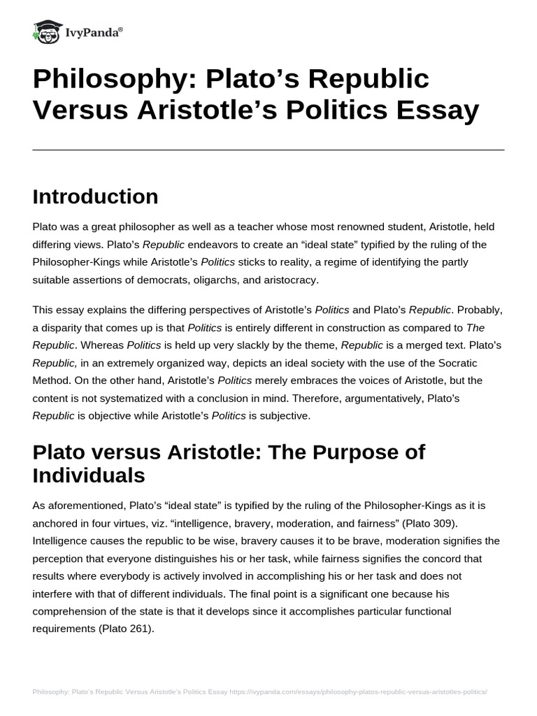 Philosophy Platos Republic Versus Aristotles Politics | PDF | Plato ...
