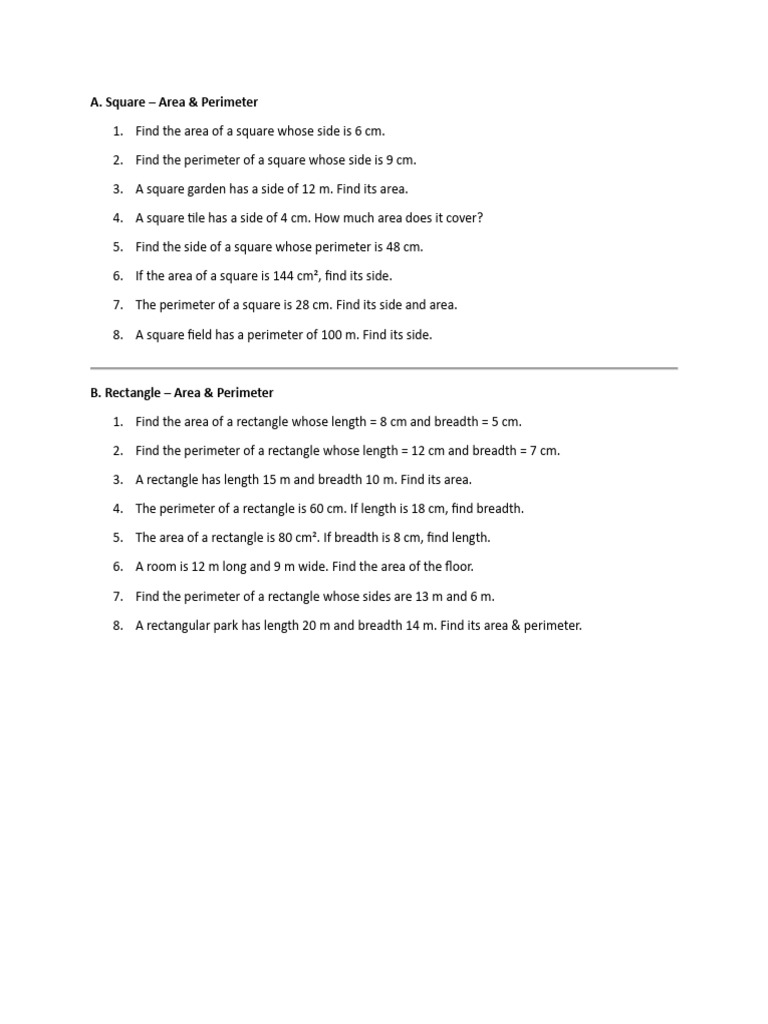 Class 7 Maths Mensuration Map Work Nov 2025 | PDF