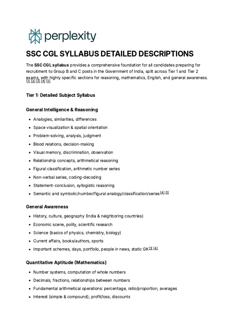 SSC CGL Syllabus Overview 2025 | PDF | Statistics | Mathematics