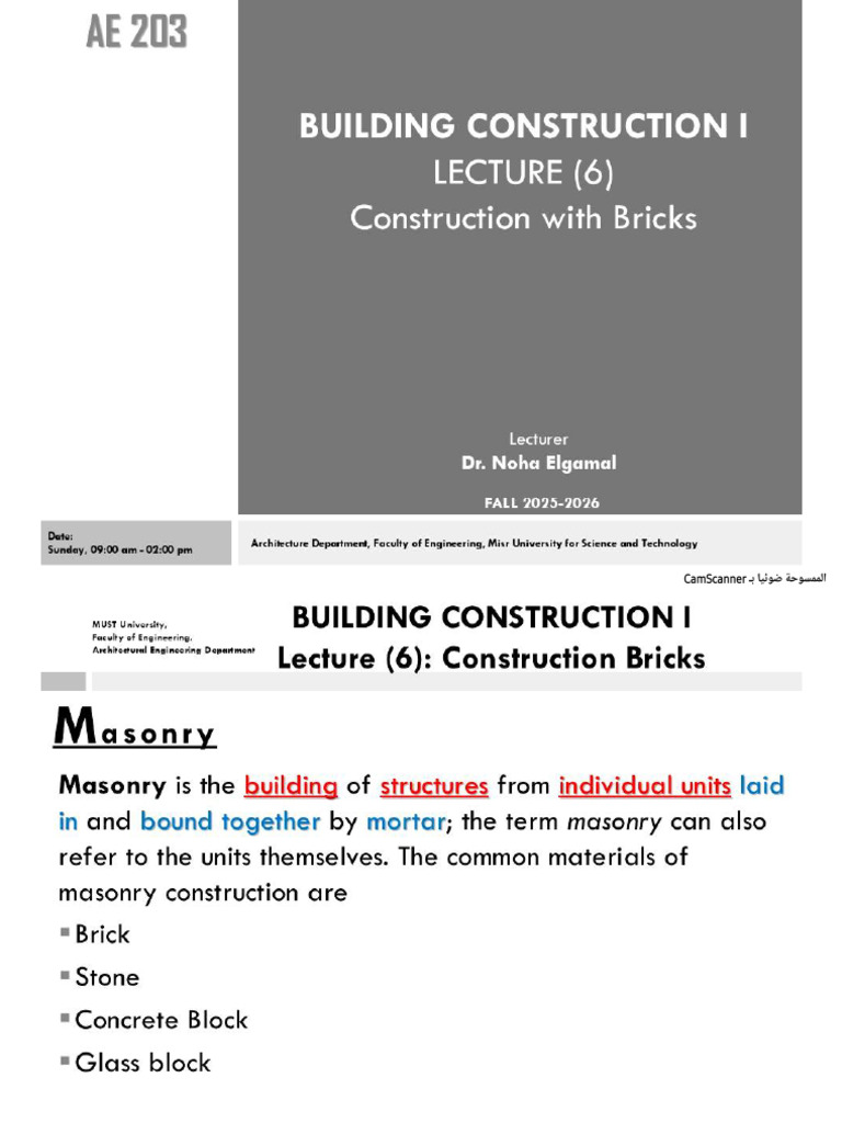 Lec 6 Construction With Bricks | PDF