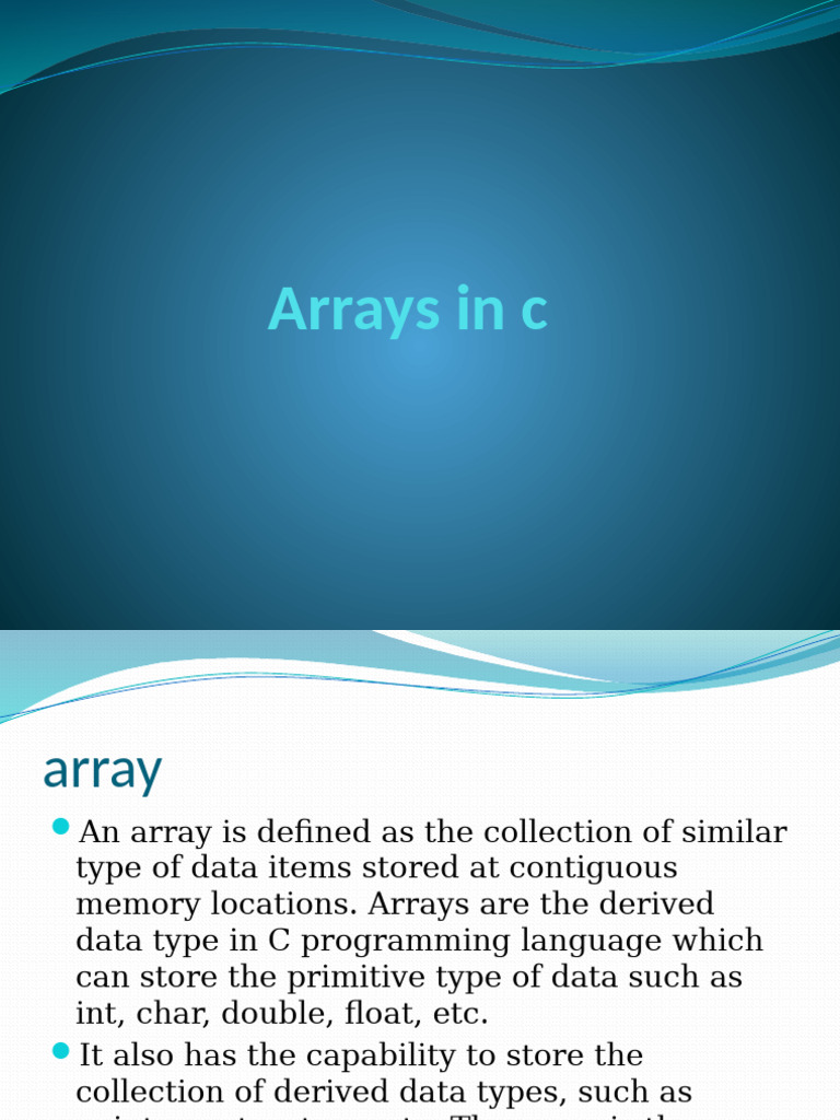 Arrays in c | PDF | Software Development | Computer Data