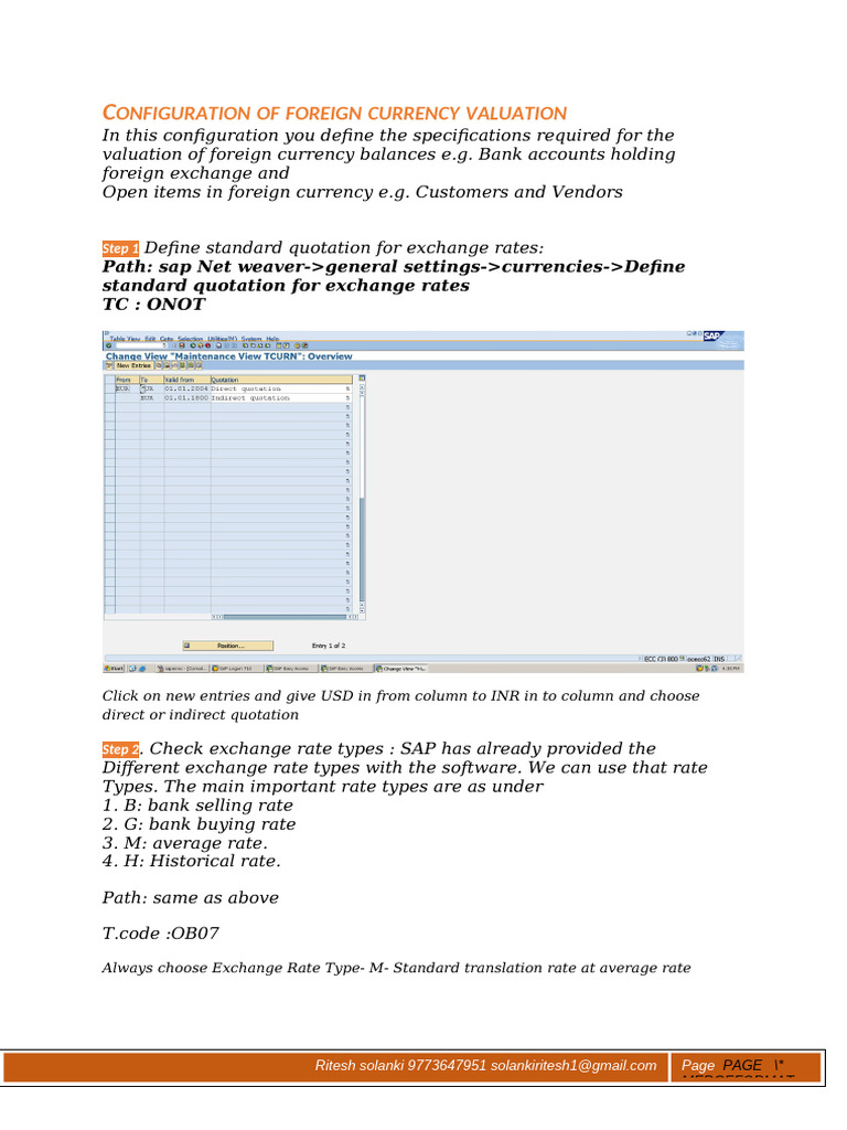 Foreign Currency Valuation Configuration Guide | PDF | Exchange Rate ...