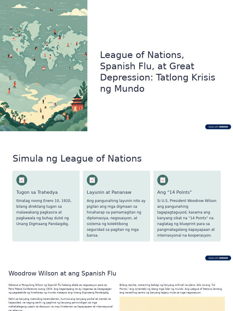 League of Nations Spanish Flu at Great Depression Tatlong Krisis NG ...