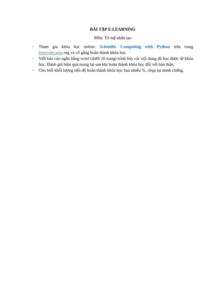 Bài Tập E-learning | PDF
