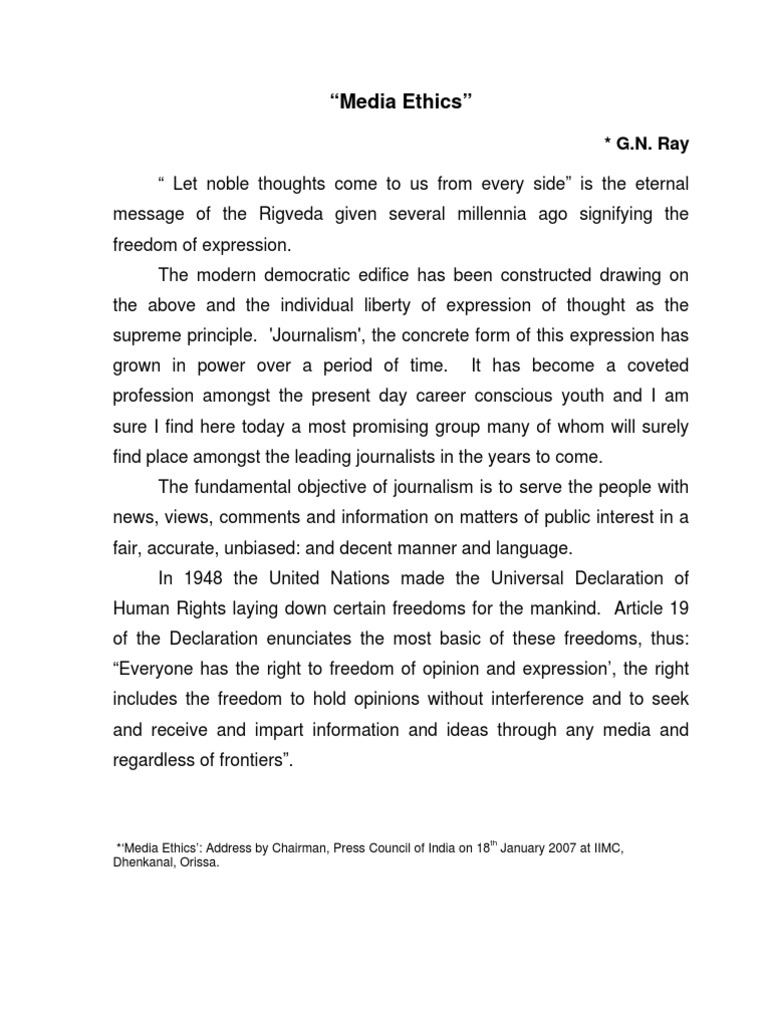 Media Ethics | PDF