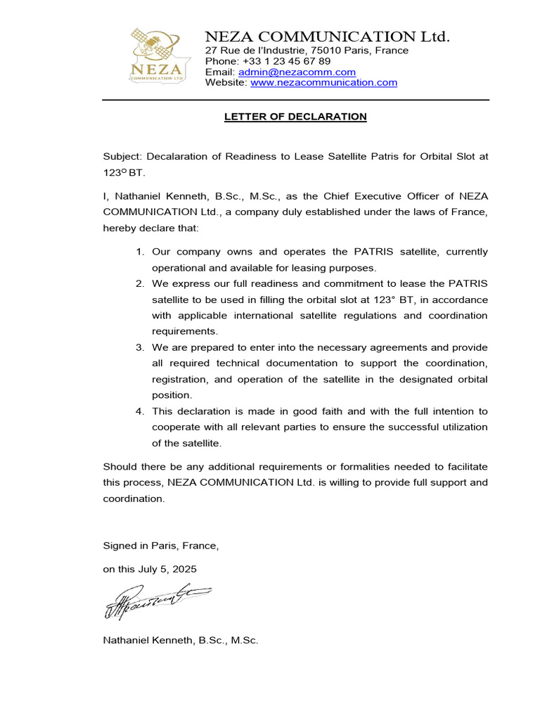 Letter of Declaration-1 | PDF