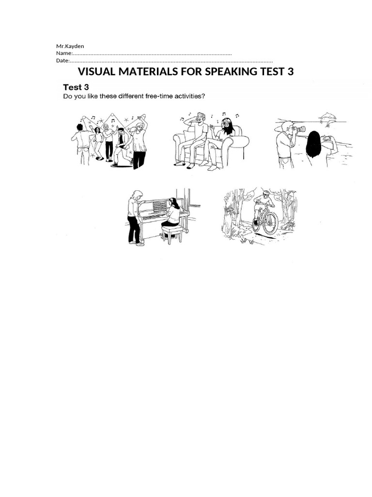 Visual Materials For Speaking Test 3 | PDF