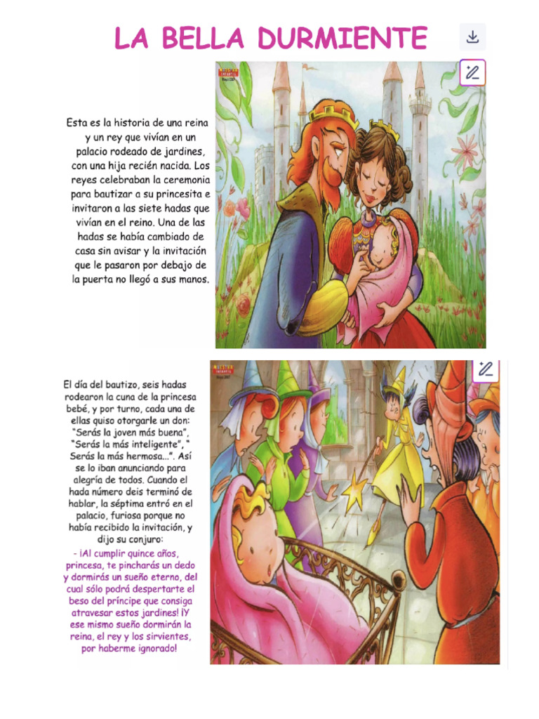 La Bella Durmiente Cuento. | PDF
