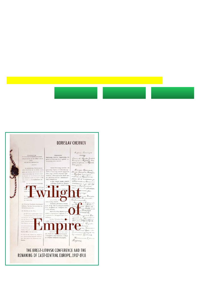 (Ebook) Twilight of Empire: the Brest-Litovsk Conference and the remaking of East-Central Europe ...